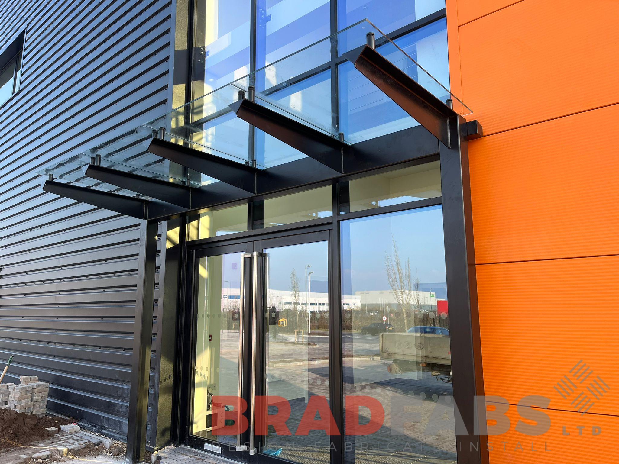 Steel and glass canopy bespoke by bradfabs