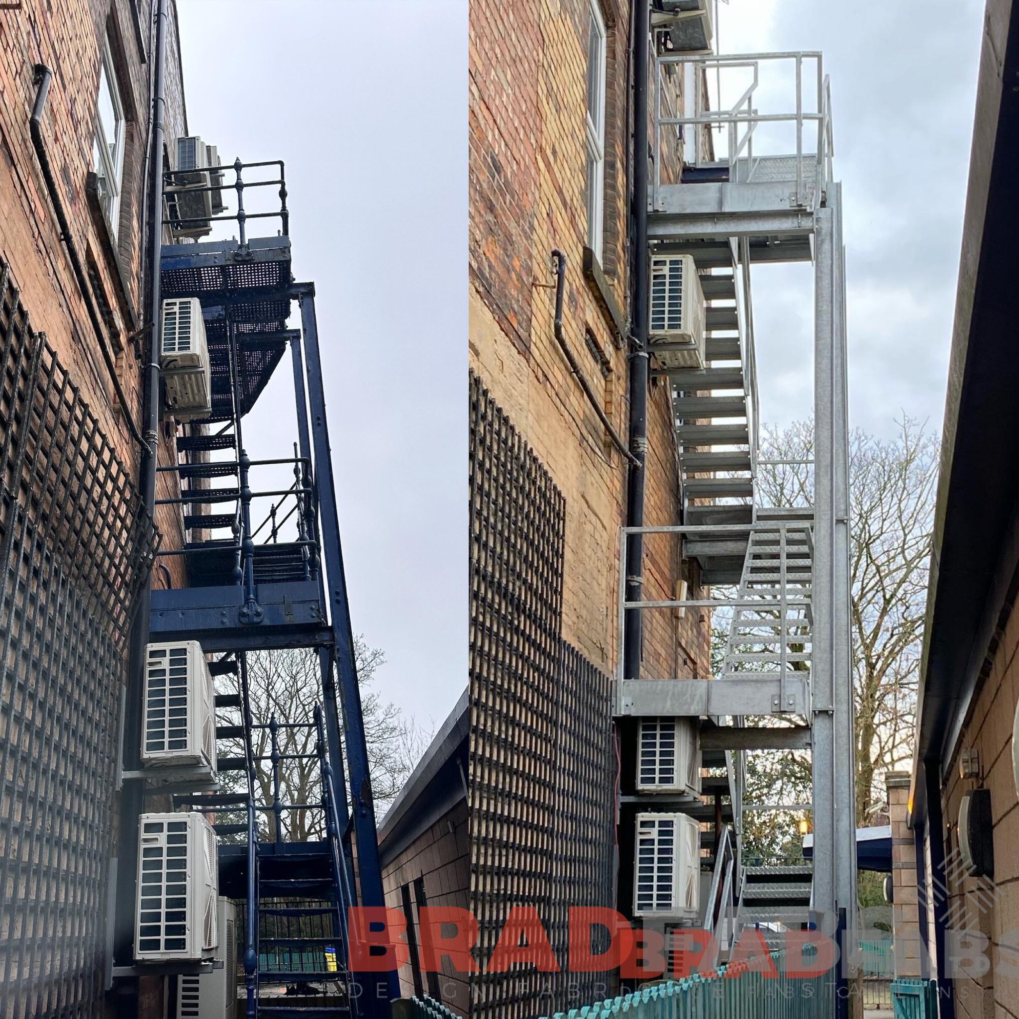External staircase, staircase transformation, fire escape,